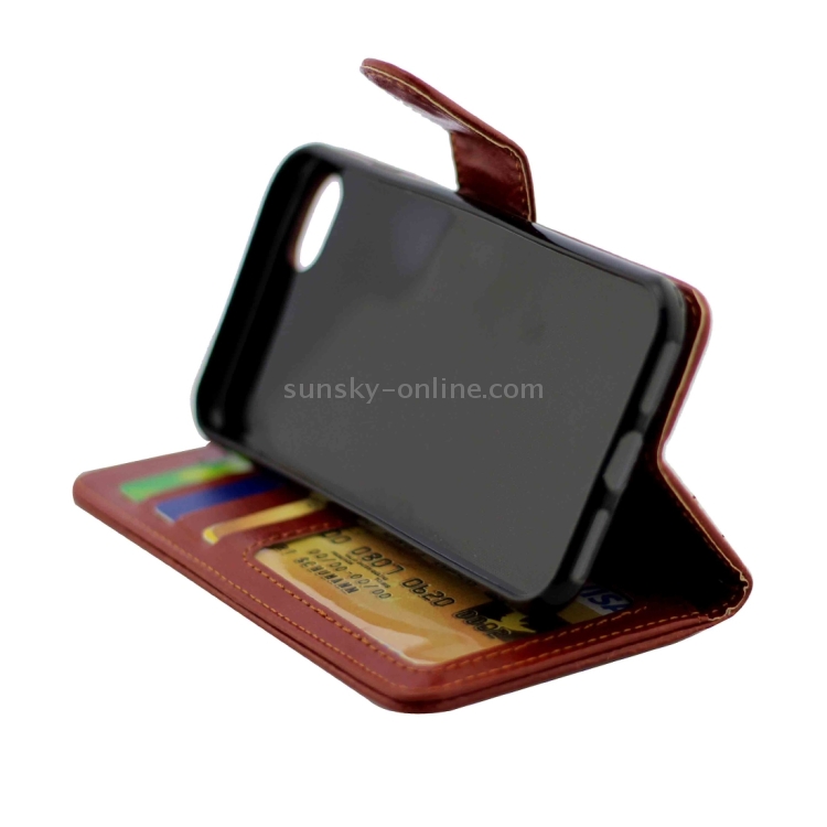 For iPhone 8 & 7 Crazy Horse Texture Horizontal Flip Leather Case with ...