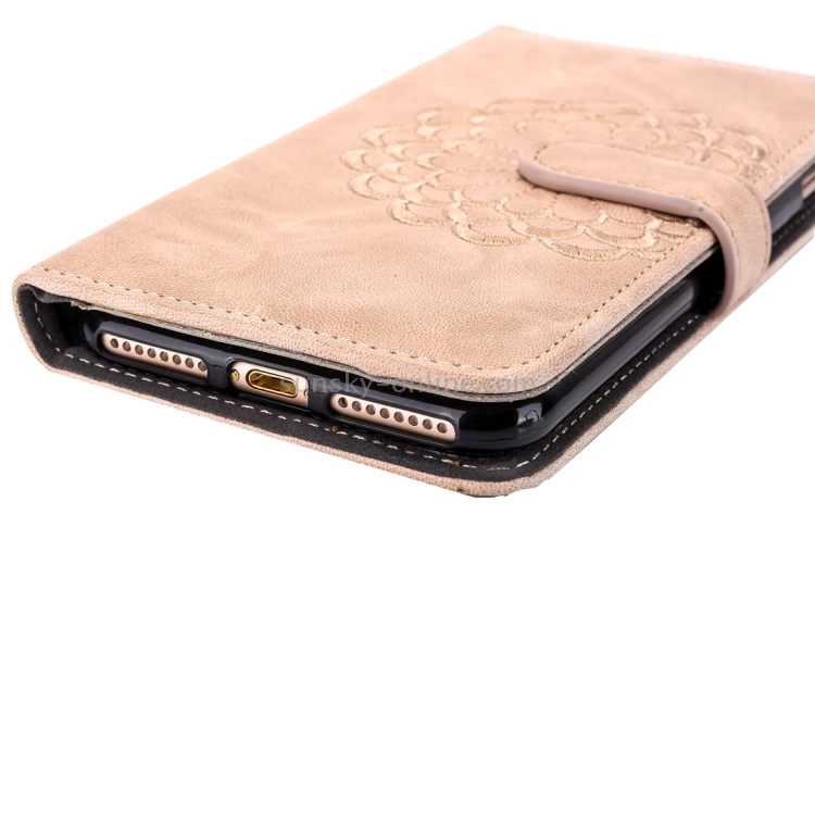 For iPhone 8 & 7 Embroidery Flower Pattern Horizontal Flip Leather Case ...