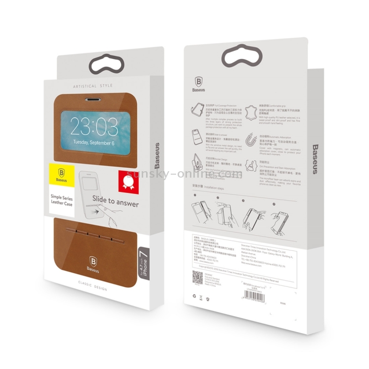 Baseus For iPhone 8 & 7 PC + TPU Horizontal Flip Leather Simple Series ...