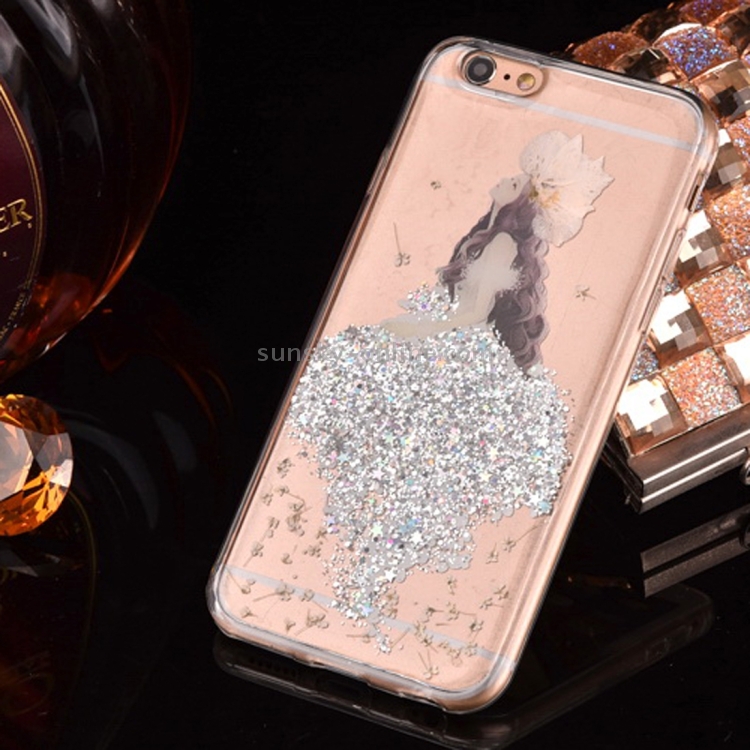 For iPhone 8 & 7 Epoxy Dripping Pressed Real Dried Flower Glitter ...