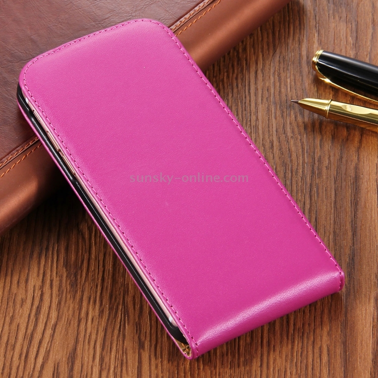 For iPhone 8 & 7 Vertical Flip Genuine Split Leather Case (Magenta)