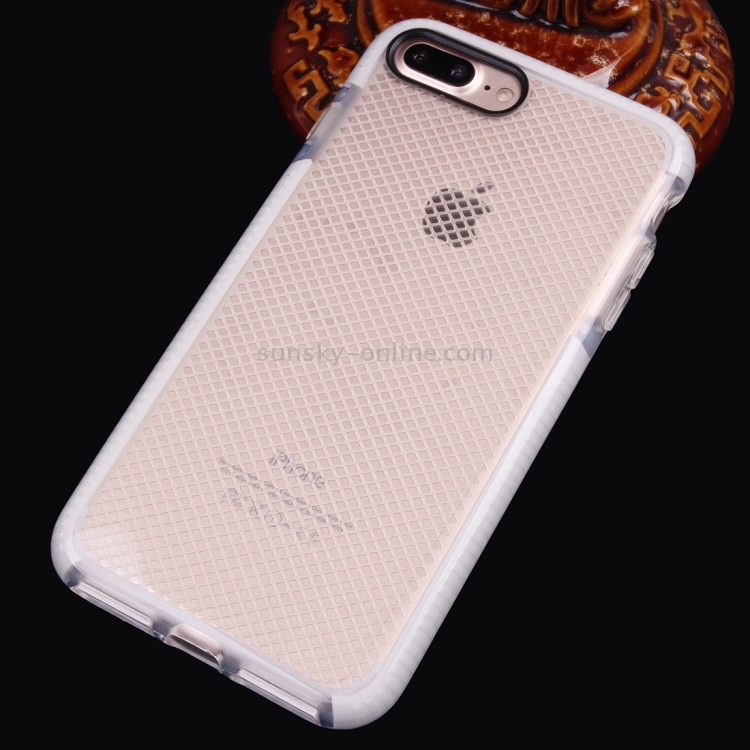 For iPhone 8 Plus & 7 Plus Plaid Texture Transparent TPU Protective ...