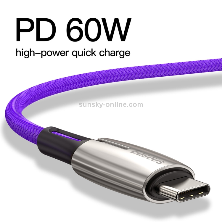 Baseus PD2.0 60W 20V 3A USB-C / Type-C Fast Charging Cable, ความยาว: 1 ...