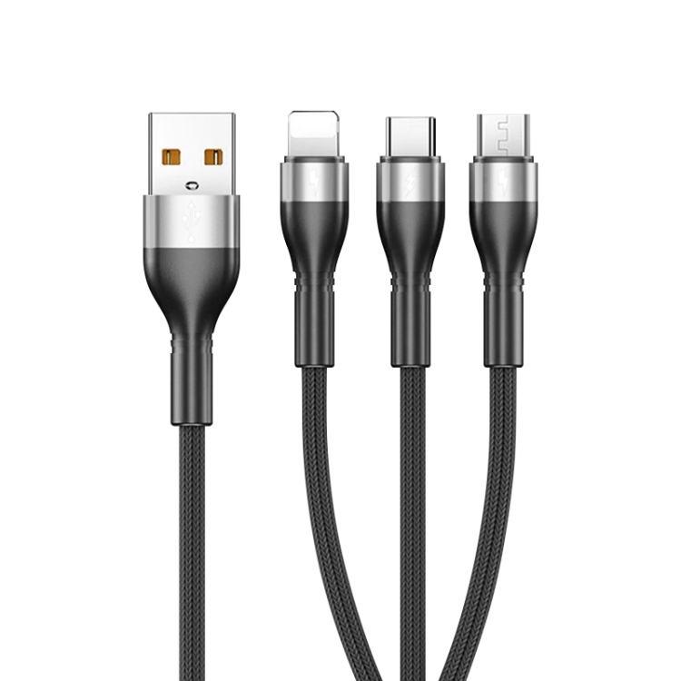 Great Wall A325J 100W Micro USB + Type-C + 8 Pin 3 in 1 Fast Charge Data Cable, Length:1.2m