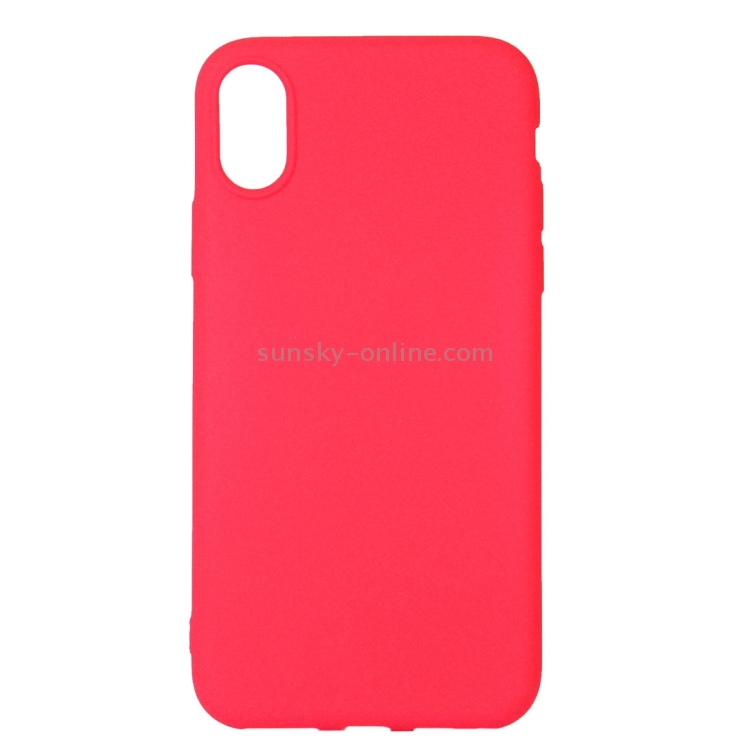 For iPhone X / XS Frosted Solid Color Protective Back Cover Case(Red)