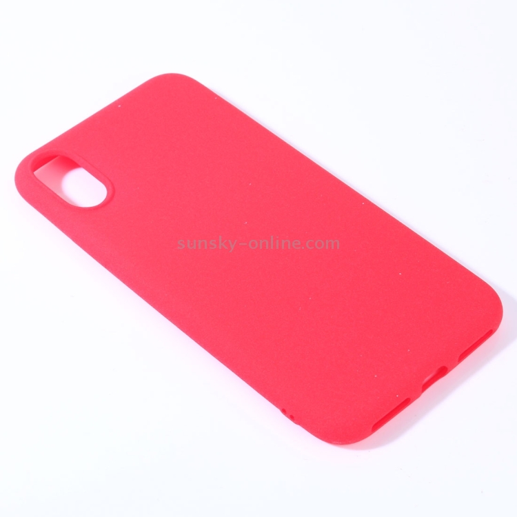 For iPhone X / XS Frosted Solid Color Protective Back Cover Case(Red)