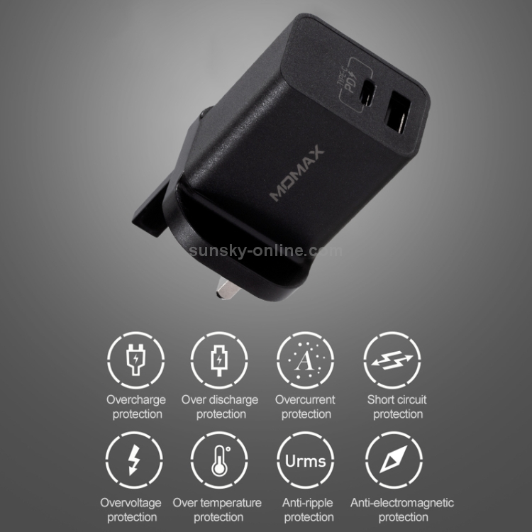 MOMAX UM13 PD+QC3.0 20W Type-C / USB-C + USB Quick Charging Travel ...