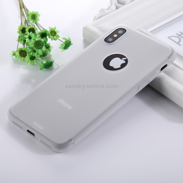 For iPhone X / XS Pure Color TPU Protective Back Cover Case (White)