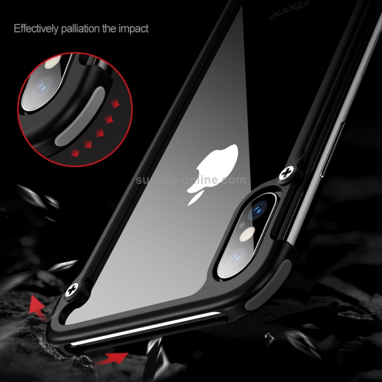 For iPhone X / XS OATSBASF Business Style Three Sections Metal Frame ...