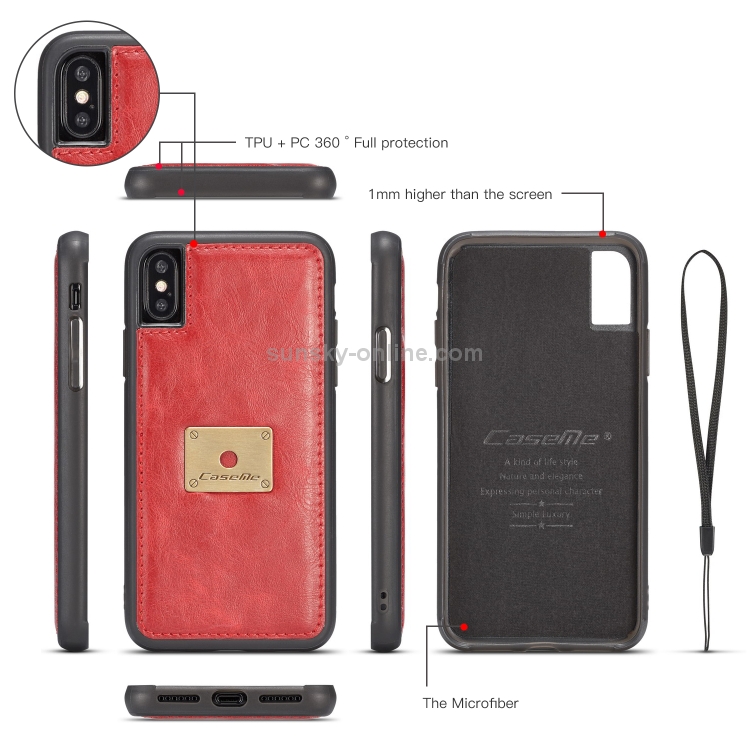 For iPhone XS Max CaseMe Detachable Horizontal Flip Leather Case with ...
