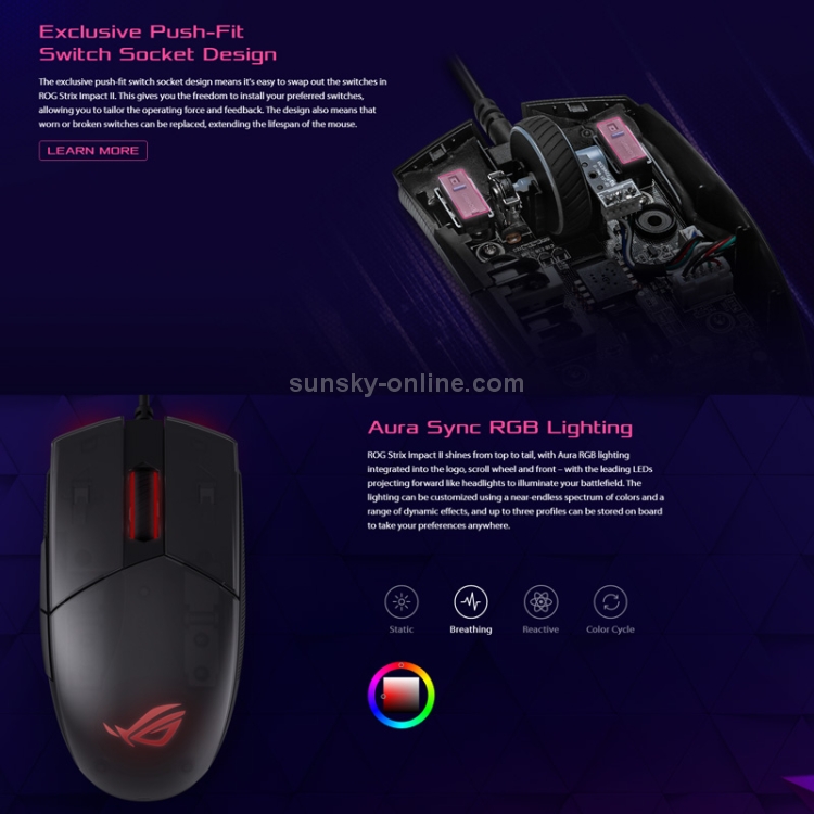 ASUS ROG STRIX IMPACT 2 6200DPI RGB Light E-sports Gaming Wired Mouse ...