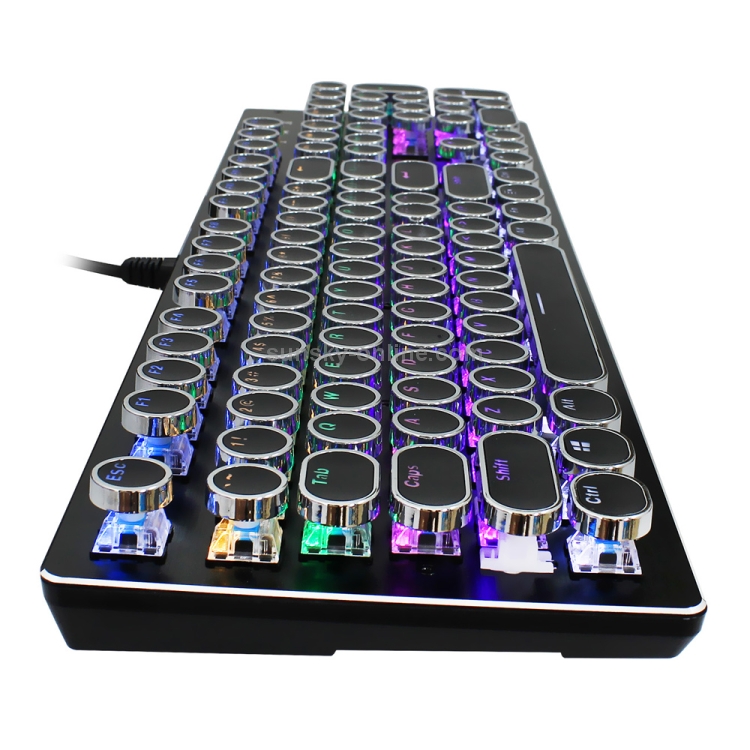 HXSJ V800 Punk Round Cap 104 Keys Colorful Backlit Blue Axis Mechanical ...