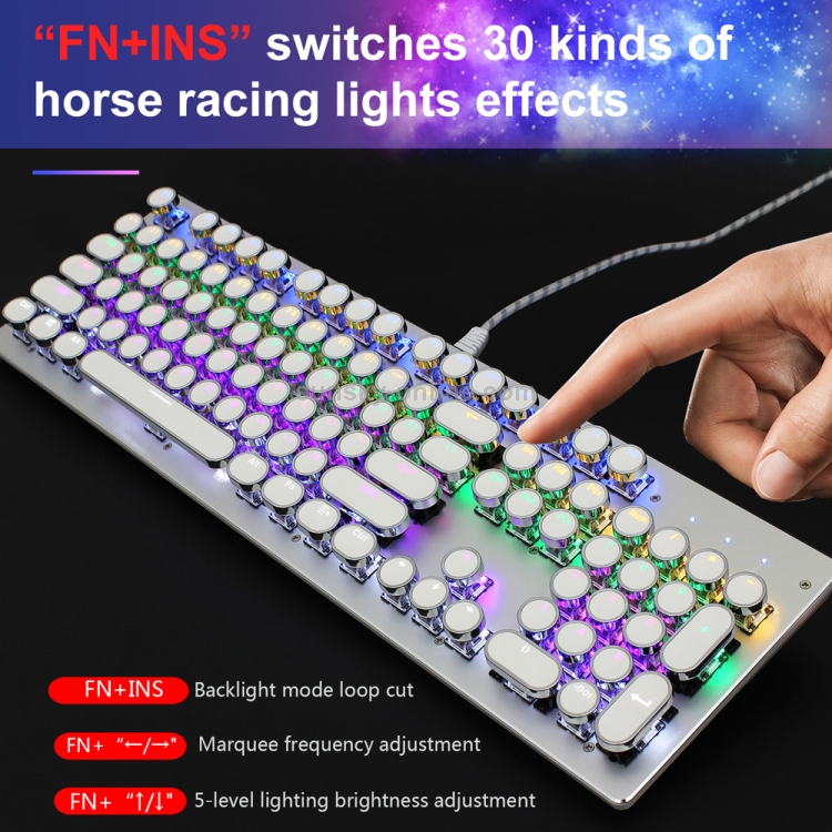 SUNSKY - HXSJ V800 Punk Round Cap 104 Keys Colorful Backlit Blue Axis ...