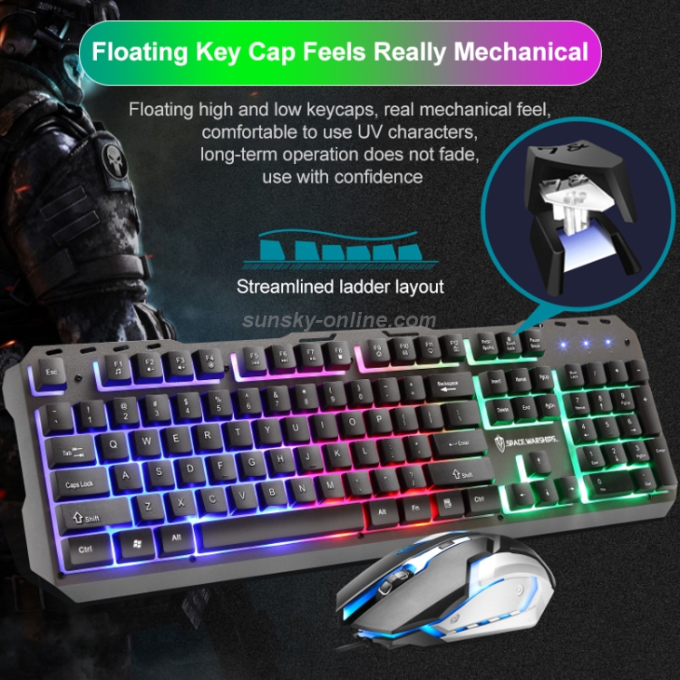 SHIPADOO GT500 1000 DPI 104-key Wired RGB Gaming Color Backlight Metal ...