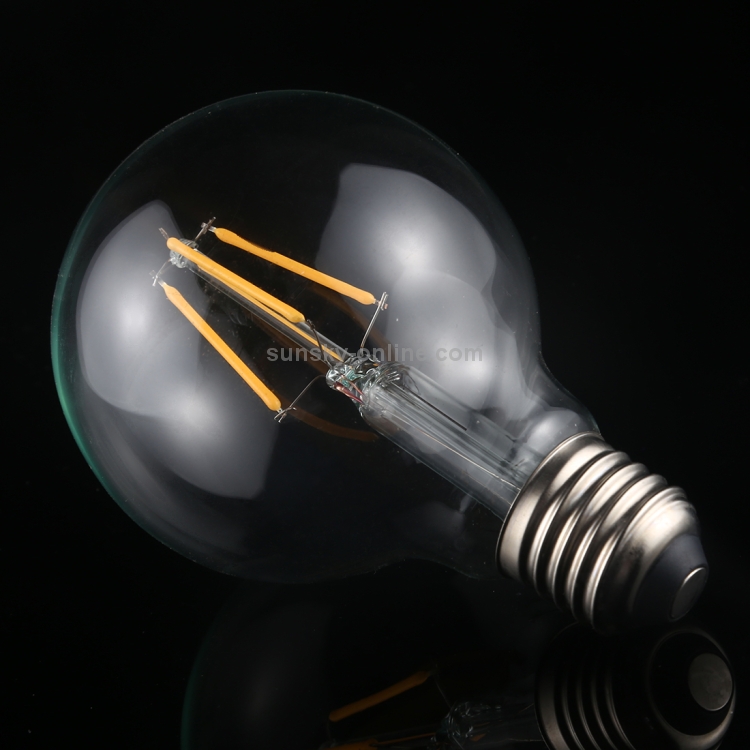 G80 E27 4W 4 LEDs 450 LM 3000K หลอดไฟ LED แบบย้อนยุคใสหลอดประหยัดไฟ AC 220V (วอร์มไวท์)