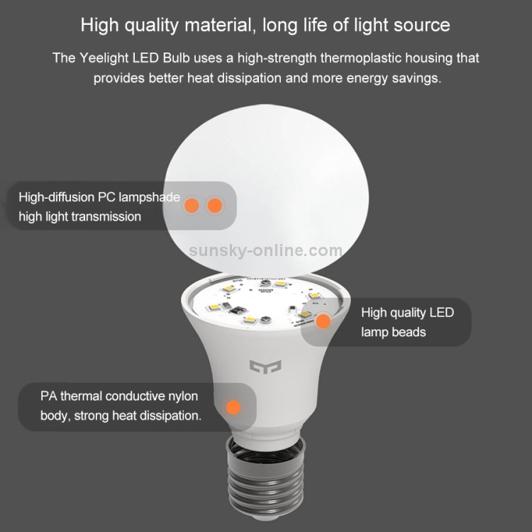 10 ชิ้น Original Xiaomi Yeelight E27 7W 6500K หลอดไฟ LED สีขาวเย็น