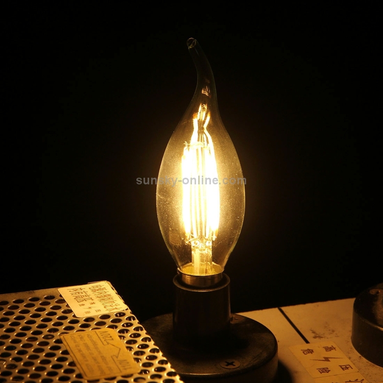 C35 E14 4W 4 LEDs 300 LM 3000K หลอดไฟ LED ย้อนยุคแบบหรี่แสงได้หลอด ...