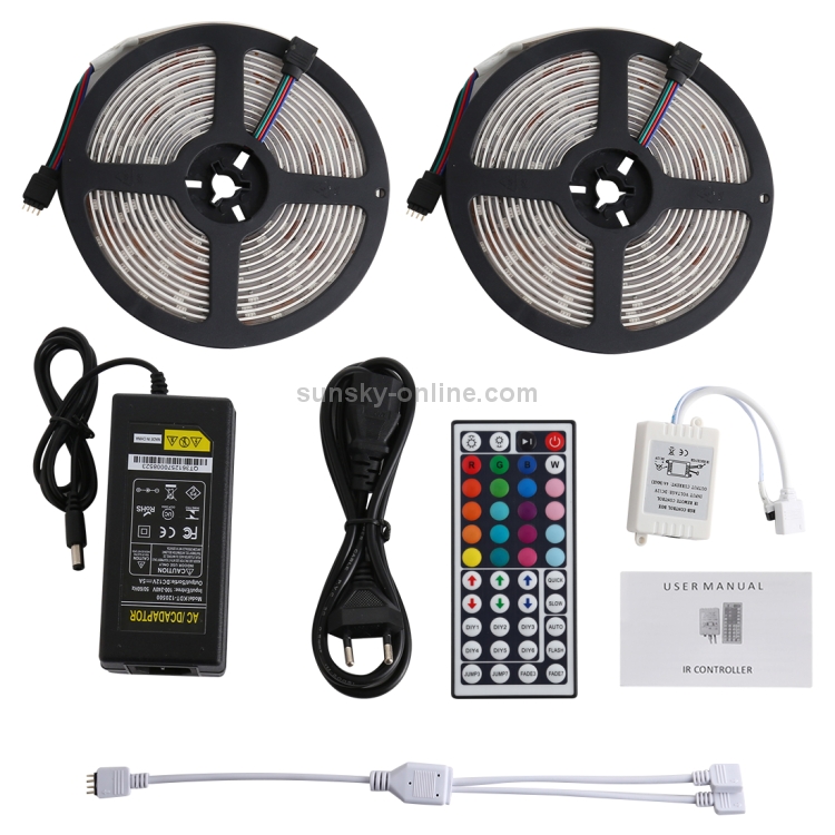 12V SMD 5050 30 LEDs Double Circle Waterproof Safety RGB LED Strip Combo with Remote Control