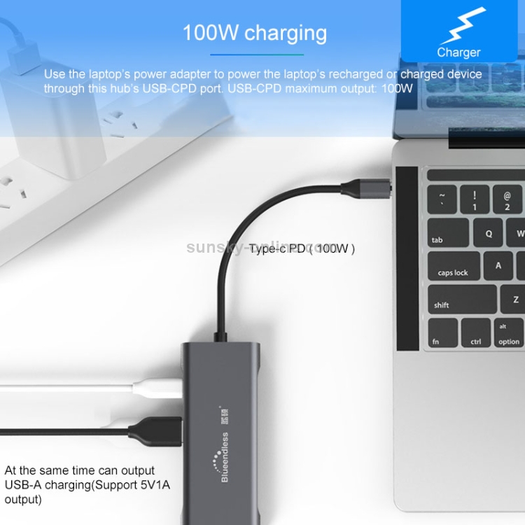 Blueendless 7 In 1 Multi-function Type-C / USB-C HUB Expansion Dock