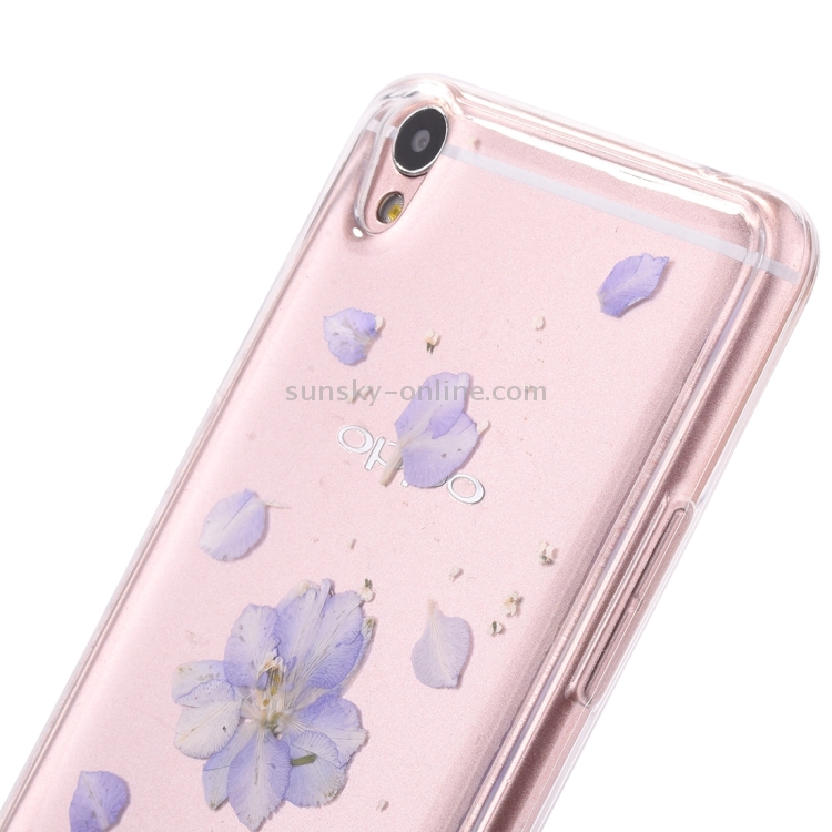 For OPPO R9 Genuine Light Blue Cherry Blossoms Dried Flower Soft TPU ...