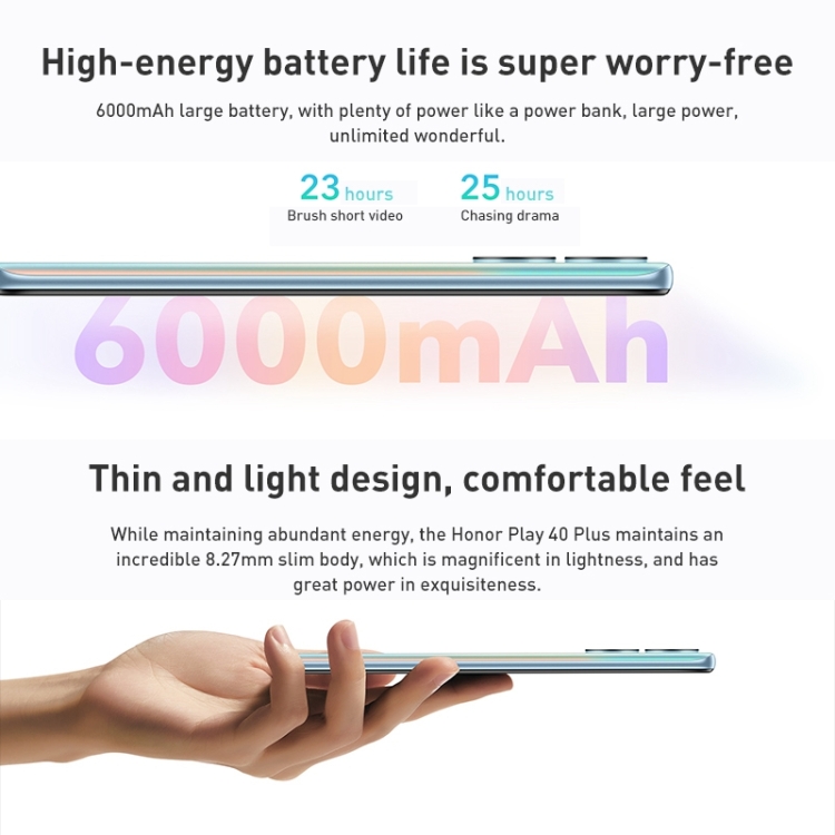 荣耀Play 40 Plus 5G RKY-AN00 6GB+128GB 全网通 侧键指纹识别 6.74寸屏Magic UI 6.1 (Android 12), 天玑700八核, 5G网络 ...