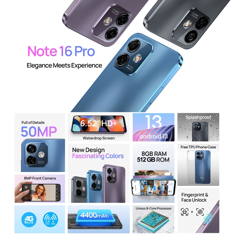 [HK Warehouse] Ulefone Note 16 Pro, 8GB+512GB