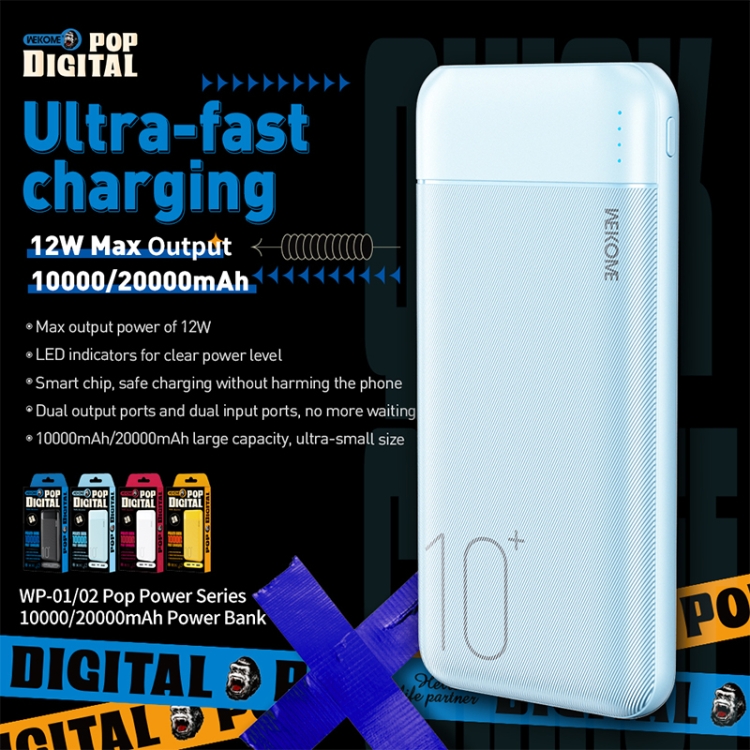 WEKOME WP-02 Tidal Energy Series 12W 20000mAh Power Bank (สีเหลือง)