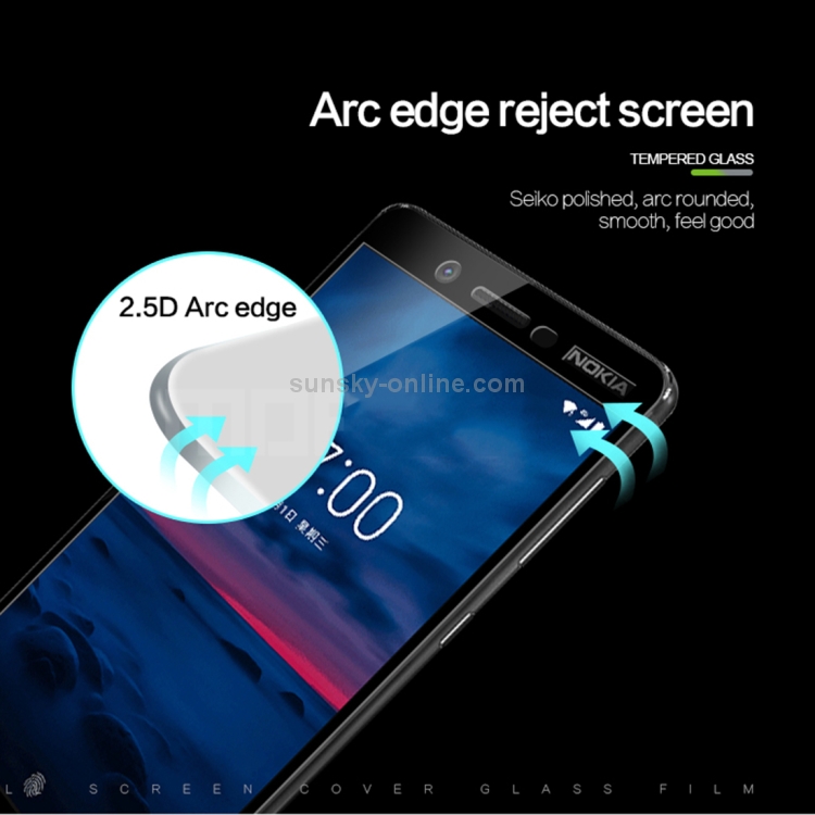 MOFI for Nokia 7 9H 표면 경도 2.5D Arc Edge 전체 화면 강화 유리 필름 화면 보호기 (흰색)