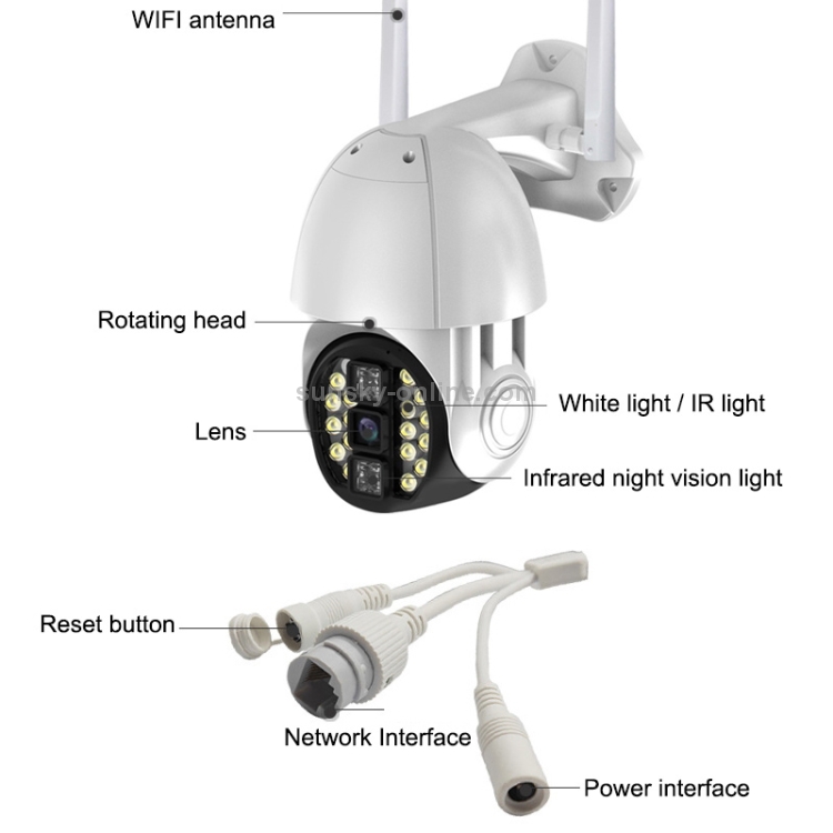 Q20 실외 휴대전화 원격으로 무선 Wifi Hd 카메라 회전 야간 투시경 및 모션 감지 비디오알람 및 녹음 Eu 플러그의