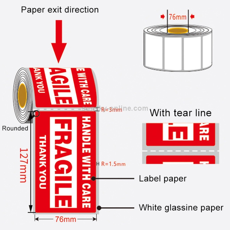500 PCS Self-adhesive Outer Box English Warning Sticker Fragile Label ...