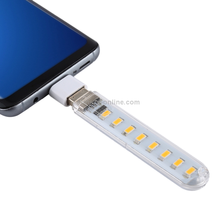 8LEDs 5V 200LM USB LED Book Light ไฟกลางคืนแบบพกพาพร้อมอะแดปเตอร์ Type ...