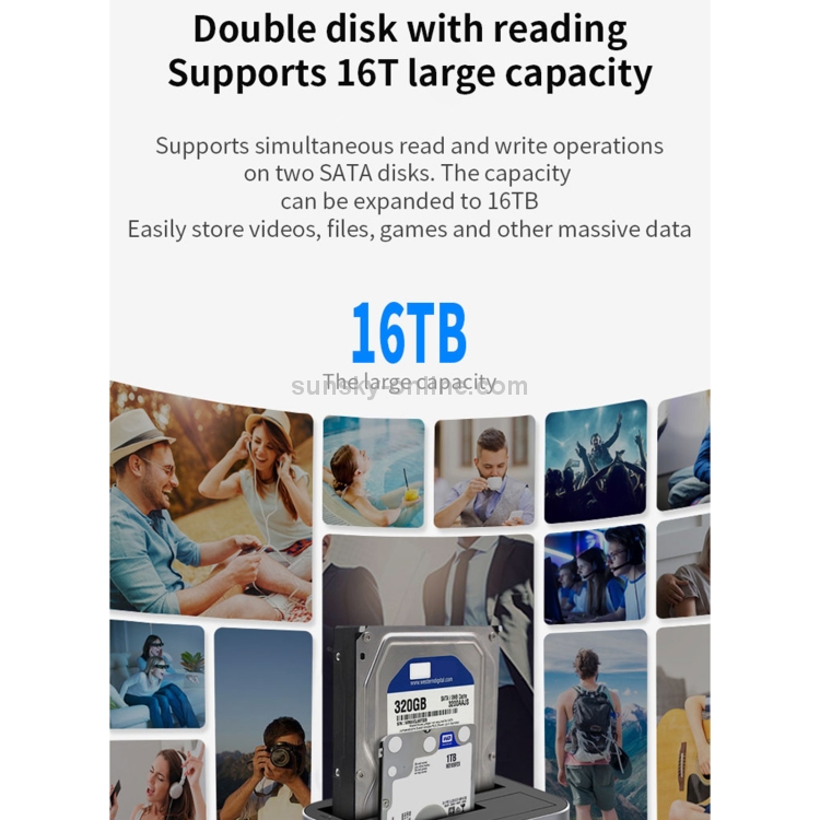 GDGO GDPD07T 2.5 / 3.5 inch SATA HDD Docking with LED Indicator, EU Plug