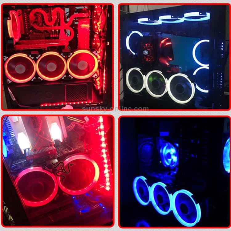 색상 Led 12cm 3 핀 컴퓨터 구성 요소 섀시 팬 컴퓨터 호스트 냉각 팬 저소음 팬 냉각 전원 연결 케이블 및 파란색