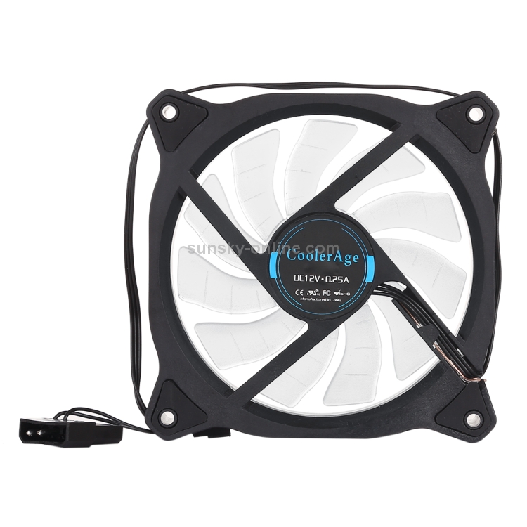 색상 Led 12cm 3 핀 컴퓨터 구성 요소 섀시 팬 컴퓨터 호스트 냉각 팬 저소음 팬 냉각 전원 연결 케이블 및 백색광 흰색