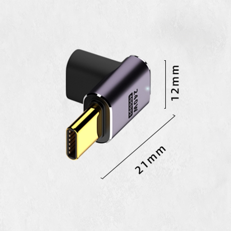 240W USB-C/Type-C Female to USB-C/Type-C Male 40Gbps Up and Down Bend ...