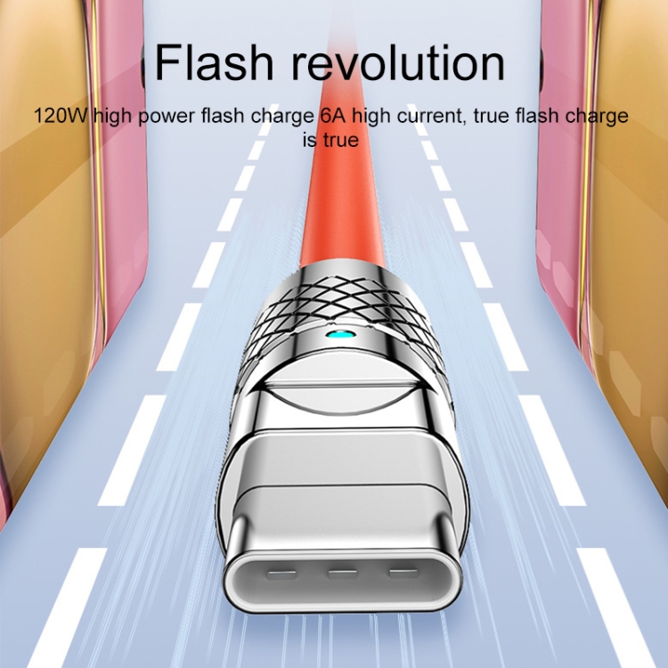 Mech Series 6A 120W USB to USB-C / Type-C Metal Plug Silicone Fast ...