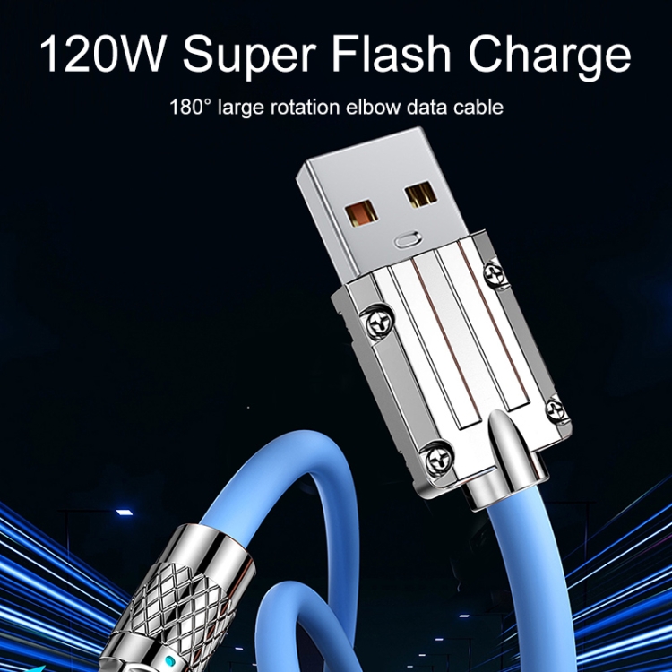 Mech Series 6A 120W USB ถึง 8 ขาปลั๊กโลหะ 180 องศาสายชาร์จเร็วความยาว ...