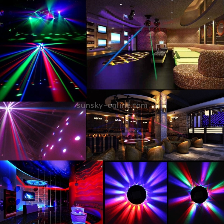 8W Sunflower LED Stage Light, Sound Control / Auto Run Mode(Black)