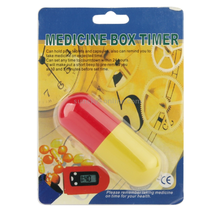 Portable Timer Pill Medicine Reminder Drug Box Keychain(Red)