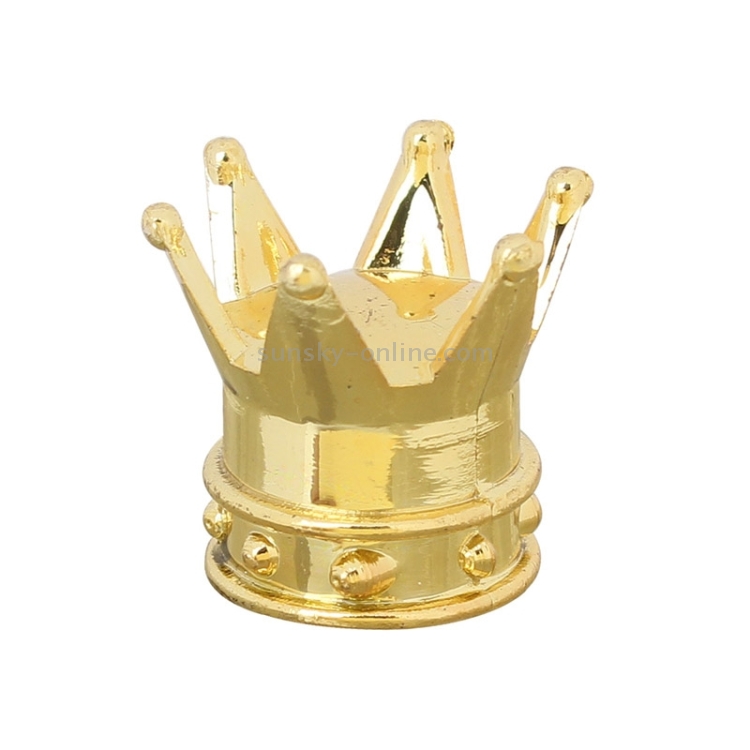 Universal 8mm Golden Crown Style ฝาครอบวาล์วยางรถยนต์พลาสติกแพ็ค 4 (สีทอง)