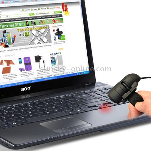 Mini 3D Optical USB Finger Mouse (สีดำ)