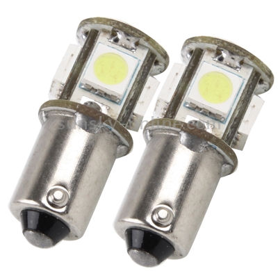 BA9S Green 5 LED Car Signal Light Bulb (Pair)(Green Light)