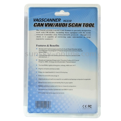 VW / AUDI 용 VAG VC210 OBDII 코드 리더 스캔 도구