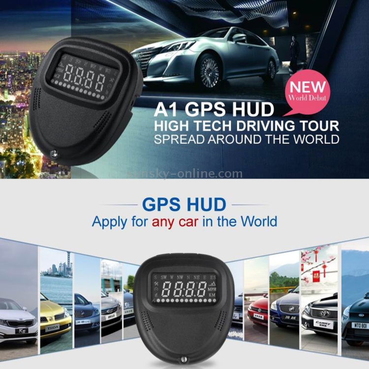 A1 20 인치 자동차 Gps Hud 헤드 업 디스플레이 차량 탑재 보안 시스템 속도 및 실시간 및 고도 및 과속 알람 및