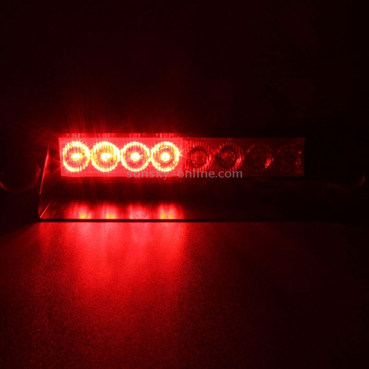 8W 800LM 8-LED Red Light 3-Modes Adjustable Angle Car Strobe Flash Dash ...