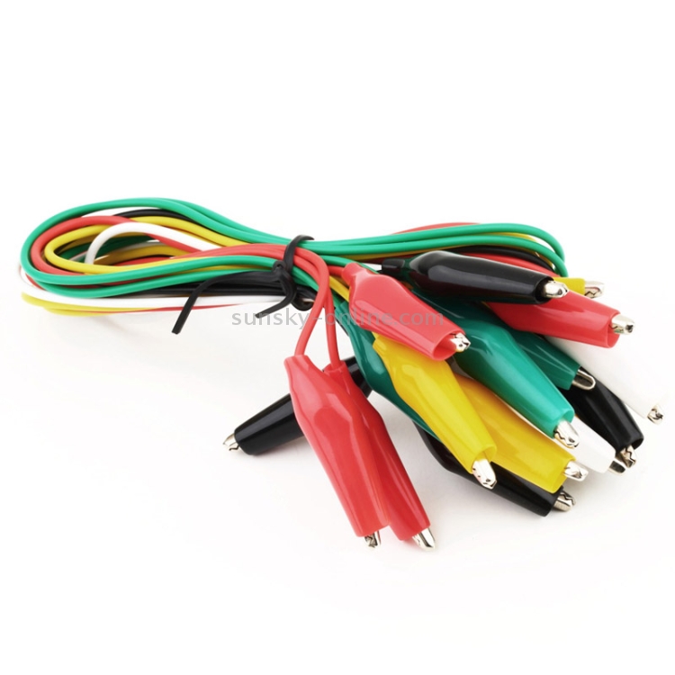 10x Alligator Croc Clip Test Leads Color Jumper Cable Wires