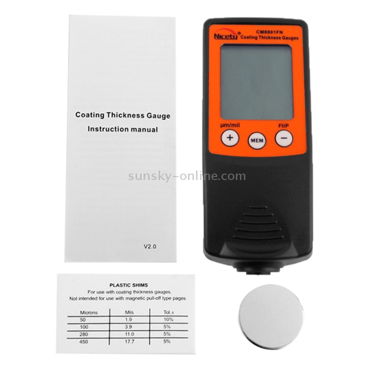 NICETY Coating Thickness Gauge for Measurement of Non-magnetic Coatings ...