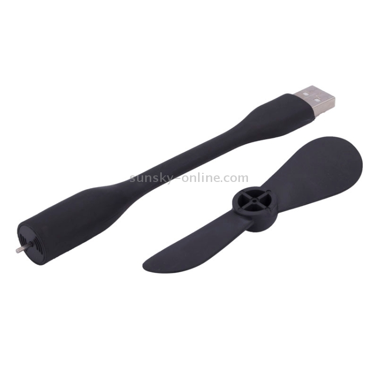 Flexible Mini Portable USB Powered 2-Blade USB Fan(Black)