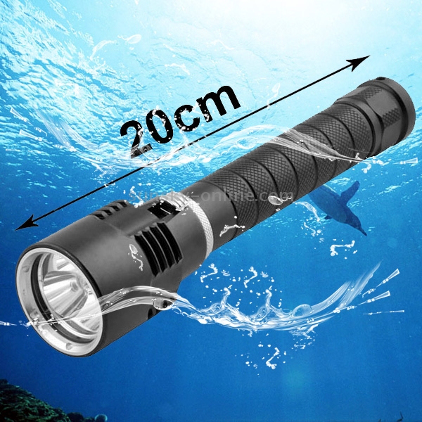 Linterna de buceo CREE L2 LED 980lm, profundidad de buceo: 100 m (negro)