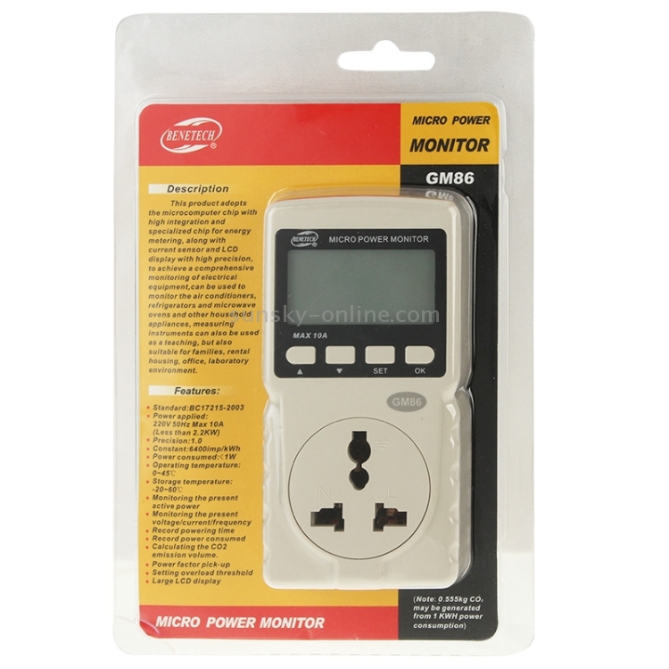 BENETECH GM86 LCD Display Micro Power Monitor Energy Meter, AU Plug(Beige)